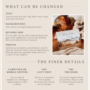 Woodland Place Card, Mountains Name Card, Forest Wedding Place Card ...