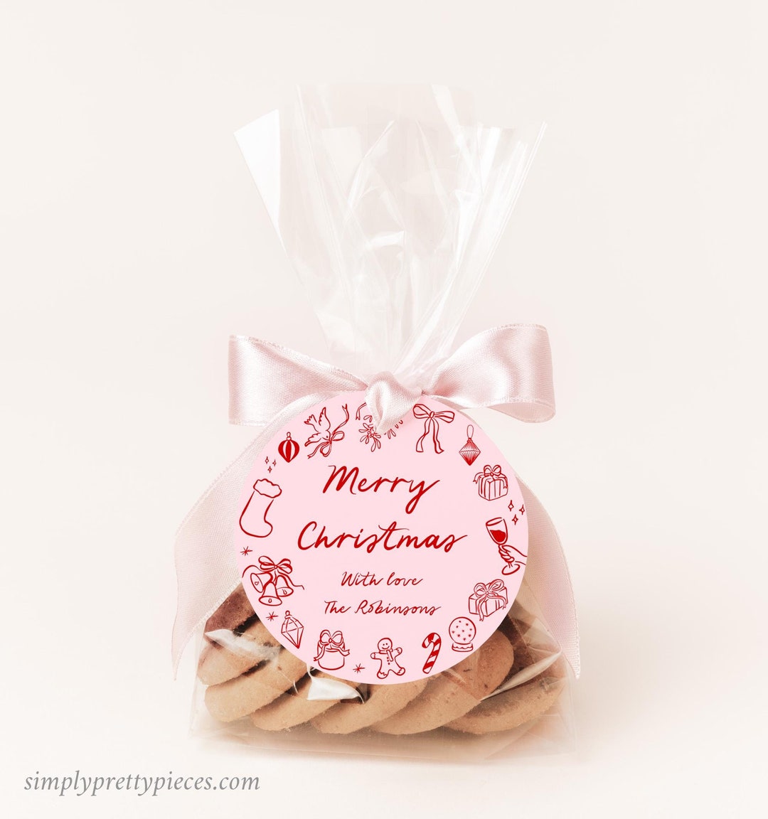 Doodle Round Christmas Gift Tags Editable Hand Drawn Holiday Labels ...