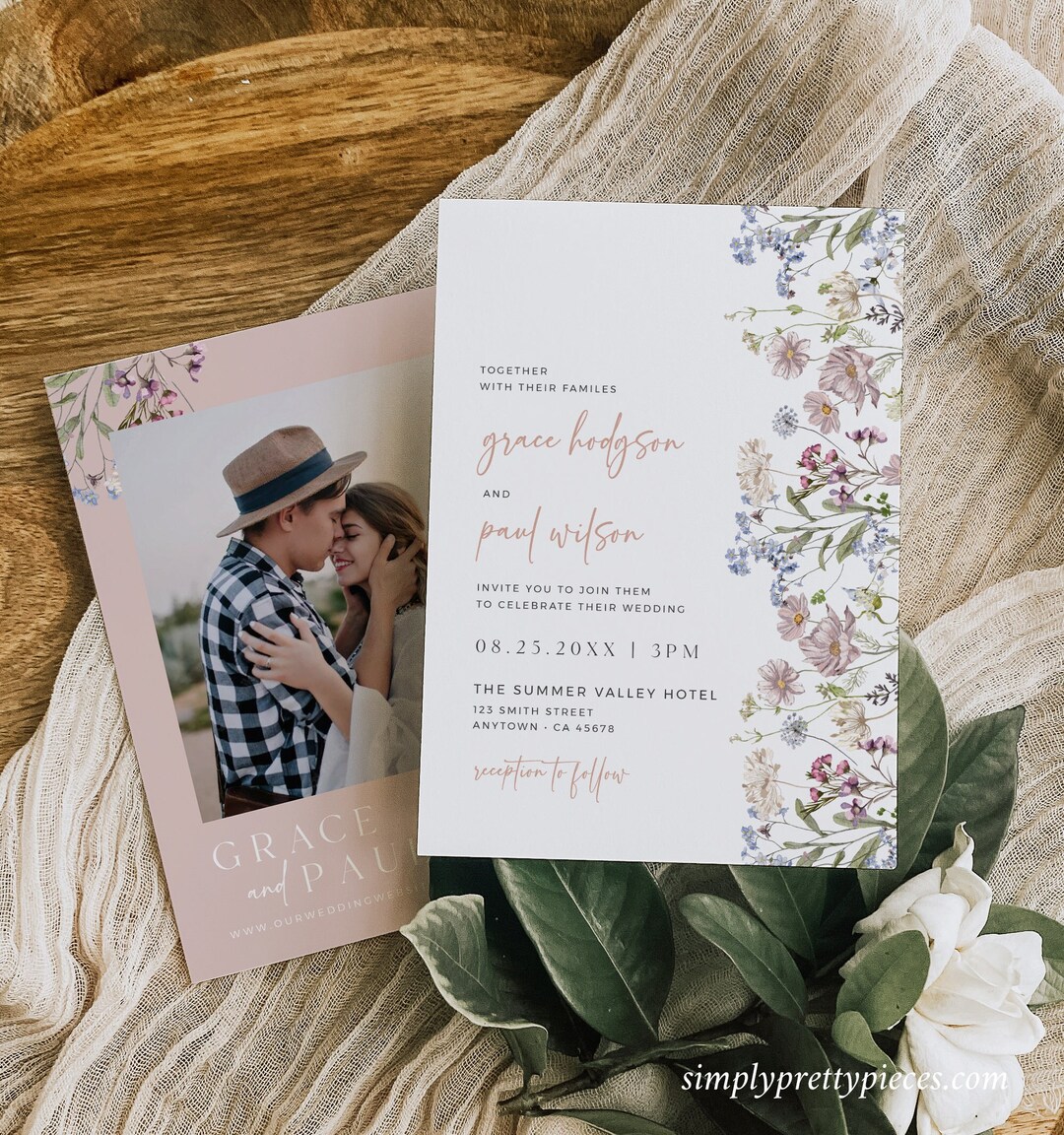 Wildflower Wedding Invite, Spring Floral Wedding Invitation, Garden ...