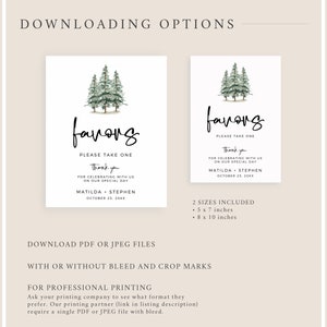 Editable Forest Favors Sign, Minimal Favours Sign, Woodland Printable ...