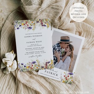 Bright Wildflower Wedding Invitation, Summer Wedding Invite With ...