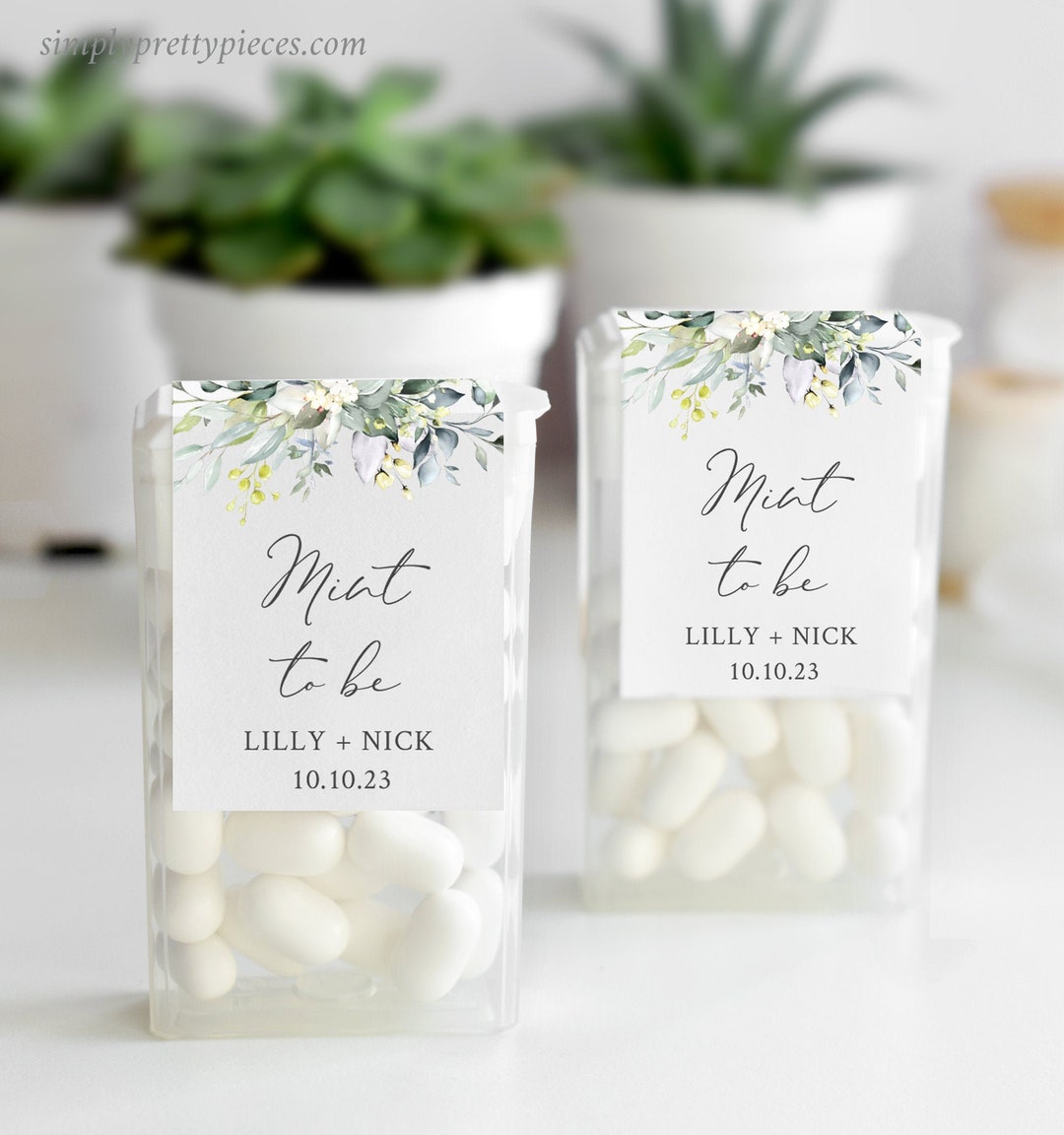 Greenery Editable Tic Tac Labels, Printable Mint to Be Label, Foliage ...