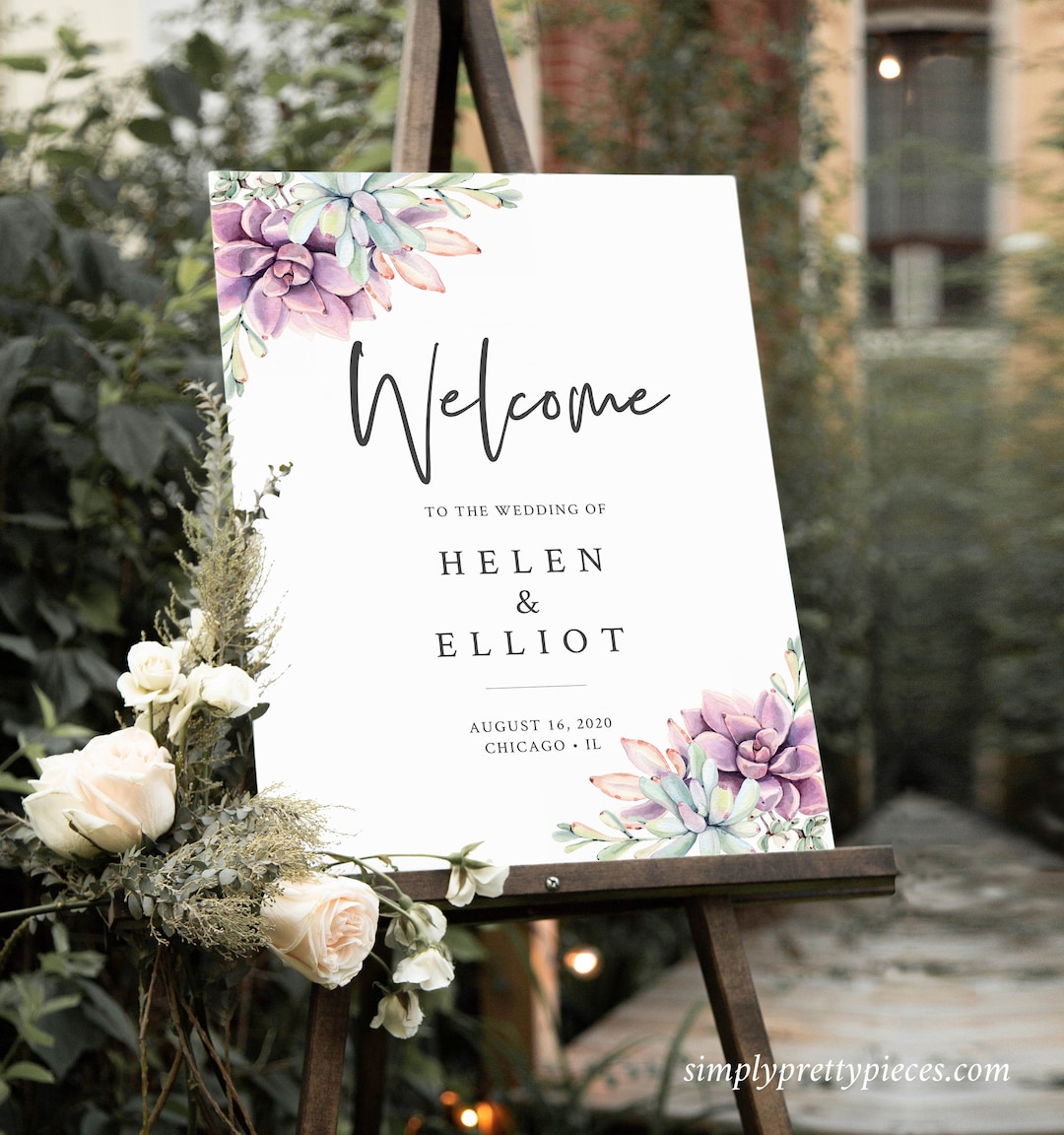 Succulent Editable Wedding Welcome Sign, Succulent Shower Sign ...