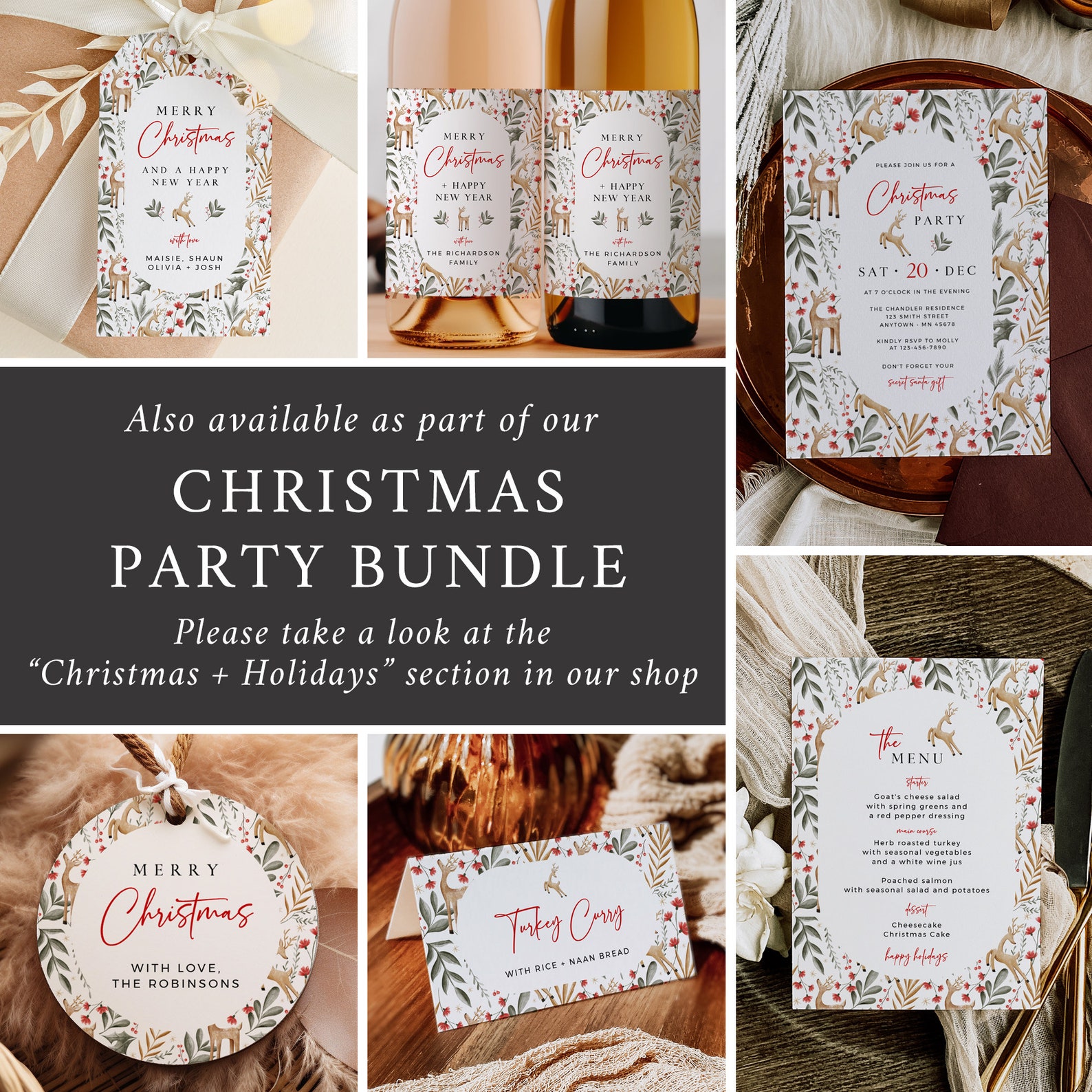 Nordic Round Christmas Gift Tags Printable Holiday Labels, Scandi Round ...