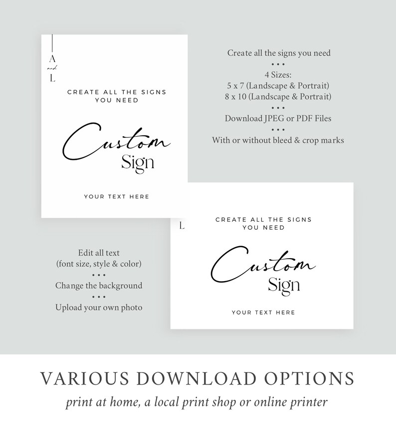 Modern Editable Custom Wedding Sign Minimalist Unlimited | Etsy