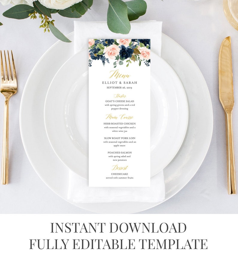 Gold Navy Blush Editable Wedding Bundle Printable Pink - Etsy