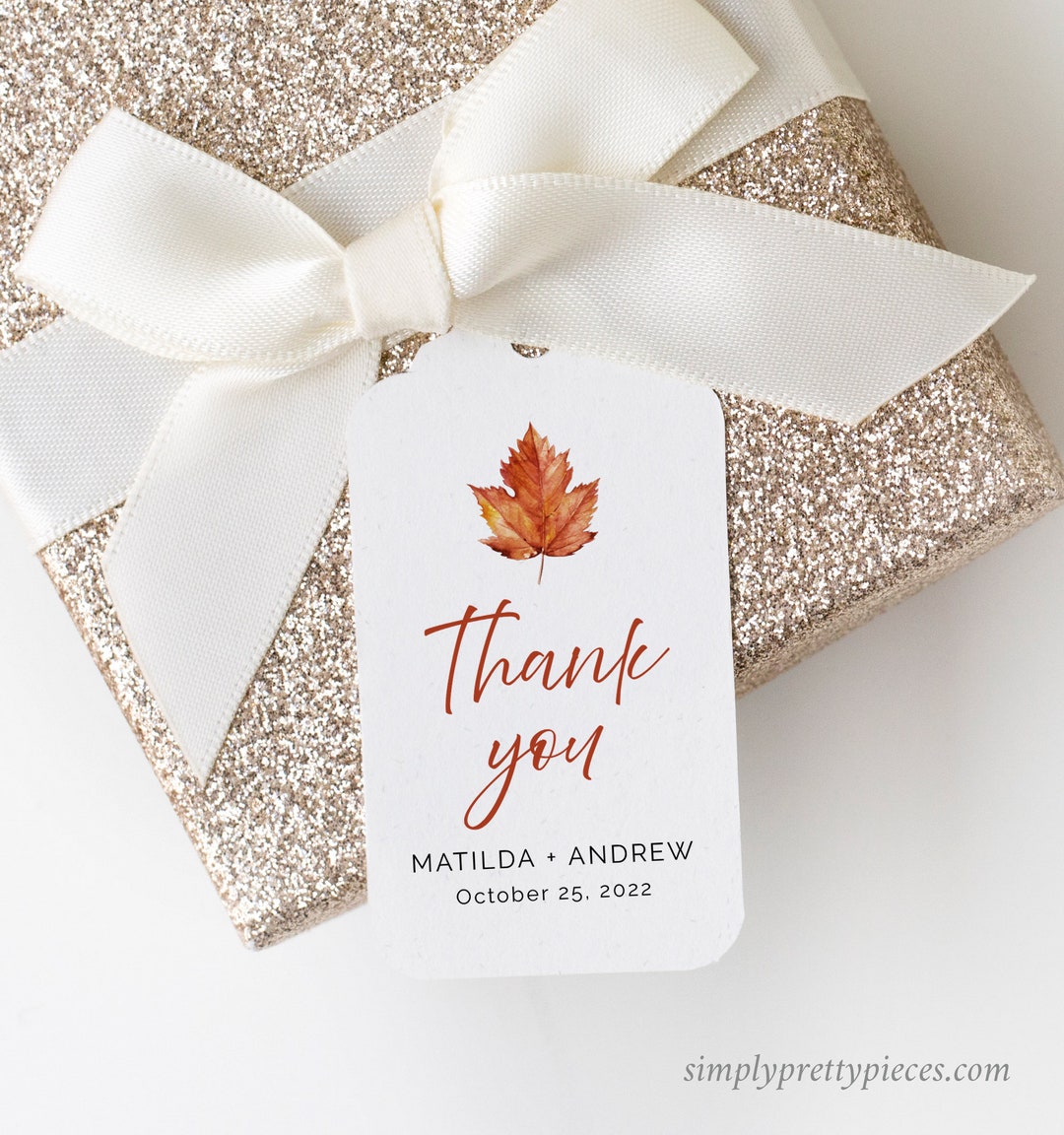 Maple Leaf Editable Tags, Printable Fall Favor Tags, Modern Autumn Tag ...