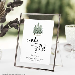 Rustic Woodland Editable Cards Gifts Sign, Minimal Gift Table Sign ...