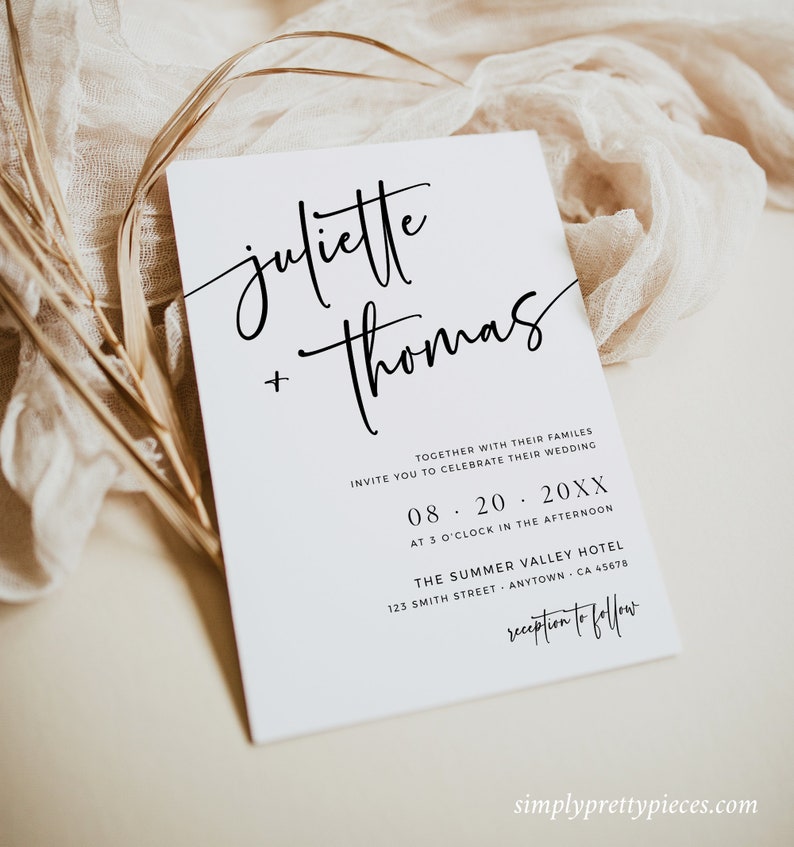 Modern Wedding Invitation, Minimalist Photo Wedding Invite ...
