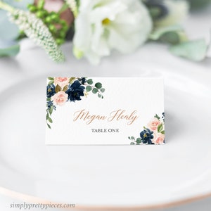 Navy Blush Rose Gold Editable Wedding Bundle, Printable Invitation ...