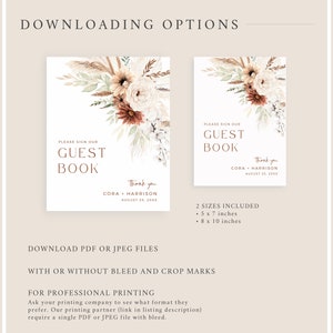 Boho Guest Book Sign, Editable Bohemian Pampas Grass Sign Our Guestbook ...