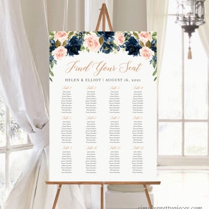 Navy Blush Rose Gold Editable Wedding Bundle, Printable Invitation ...