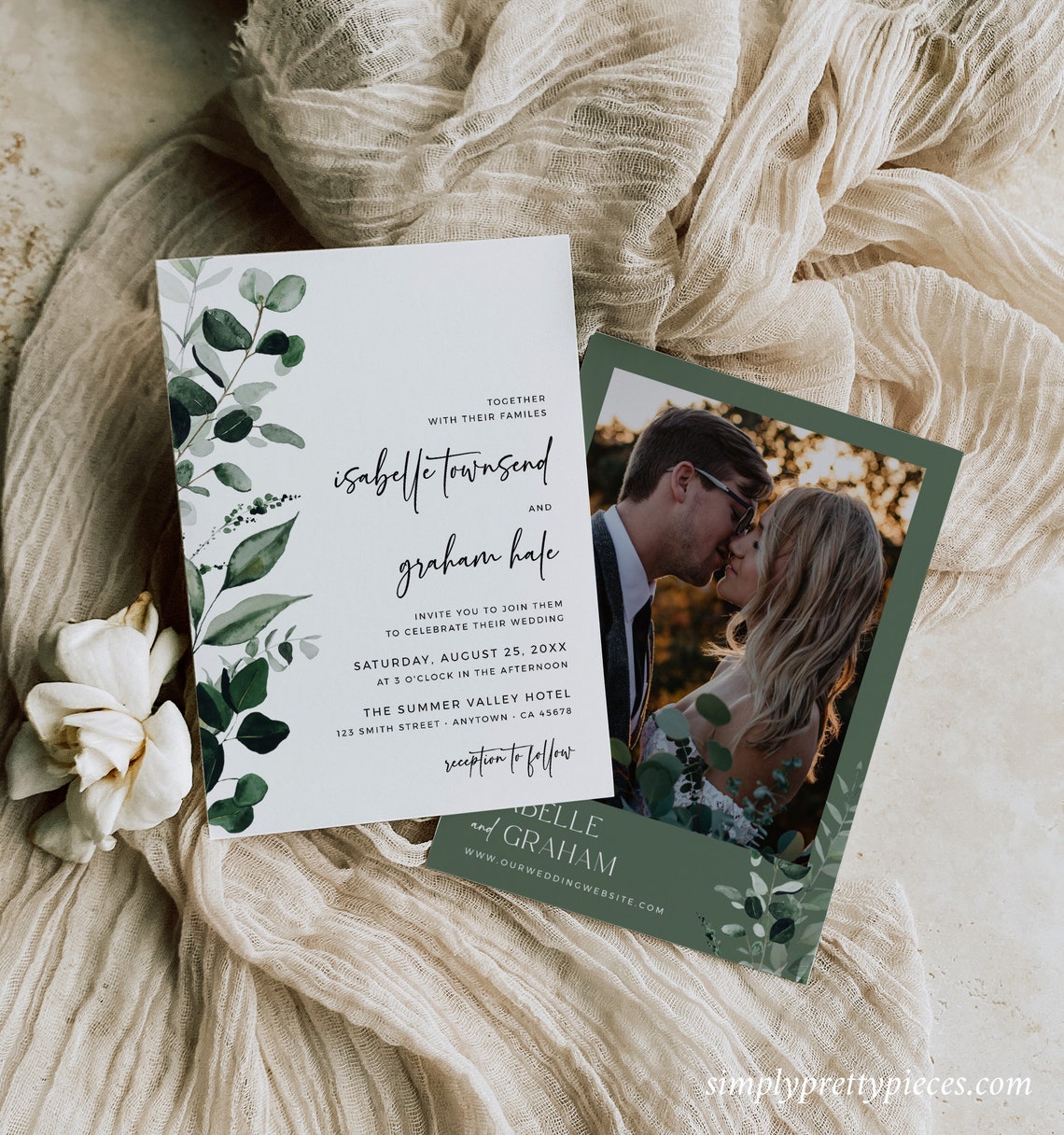 Greenery Wedding Invitation Botanical Wedding Invitation - Etsy