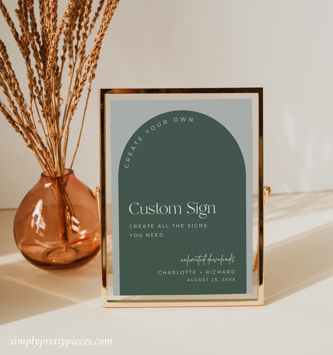 Sage Custom Wedding Sign, Arched Table Top Sign, Printable Wedding Sign ...