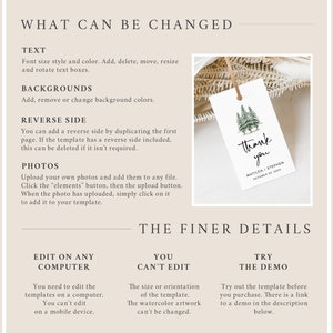 Rustic Pine Editable Favor Tags, Printable Modern Forest Favor Tags ...