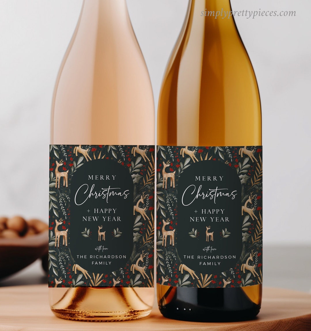 Scandi Christmas Wine Bottle Label Template Full Size Wine Bottle ...