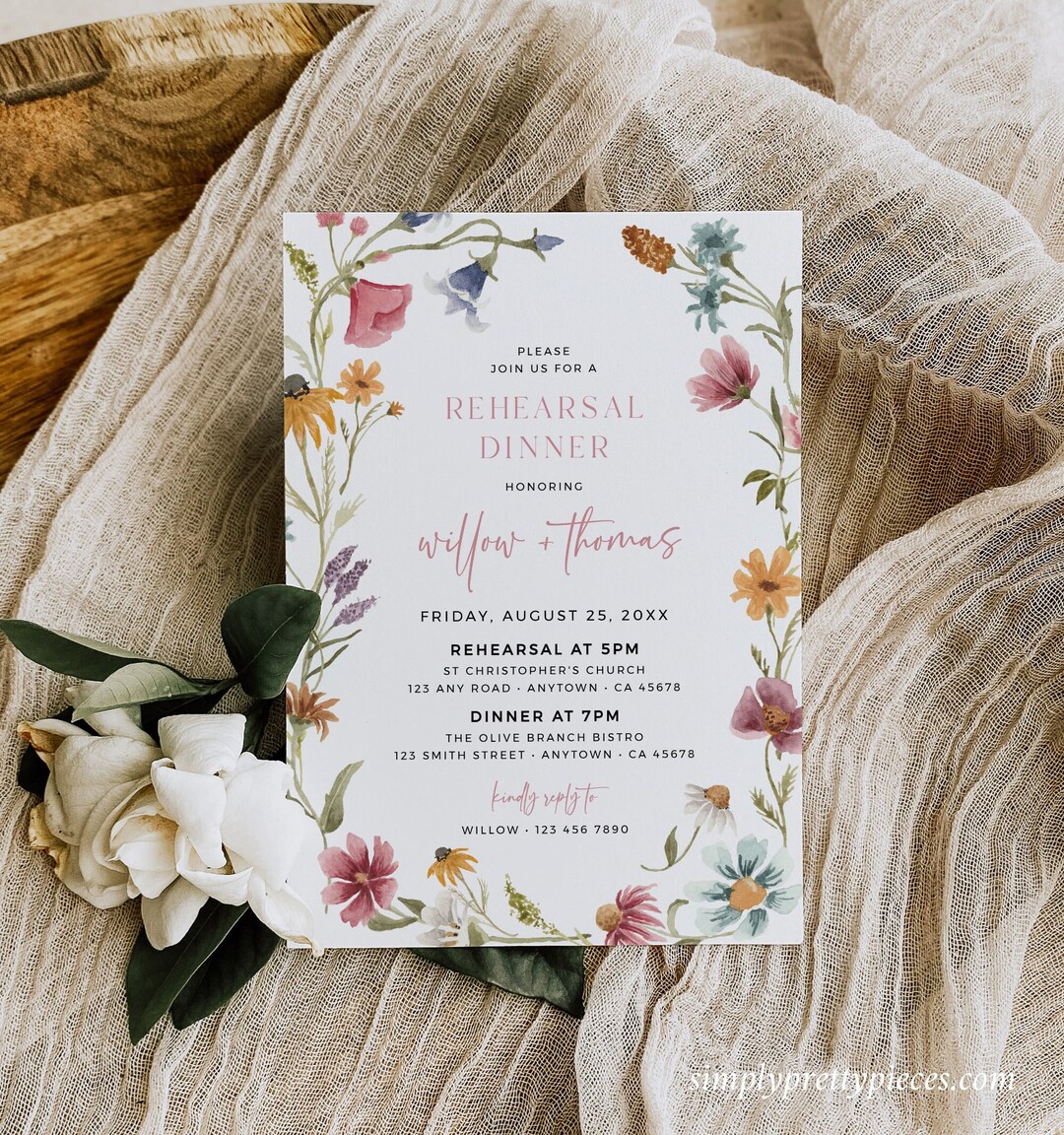 Wildflower Rehearsal Invite Template, Rehearsal Dinner Invitation the ...