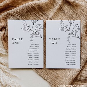 Modern Individual Seating Chart Cards, Minimalist Table Cards ...