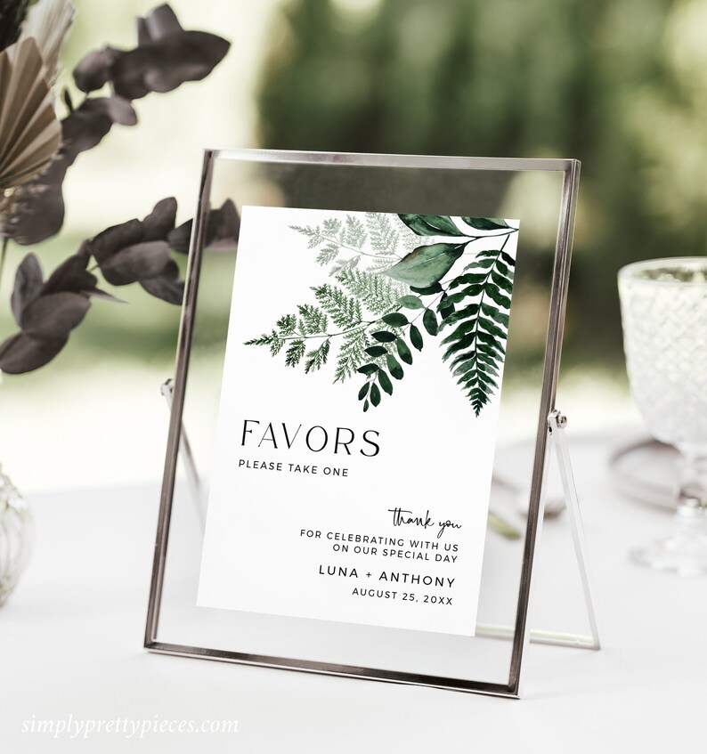 Editable Modern Botanical Favors Sign Minimal Favours Sign - Etsy