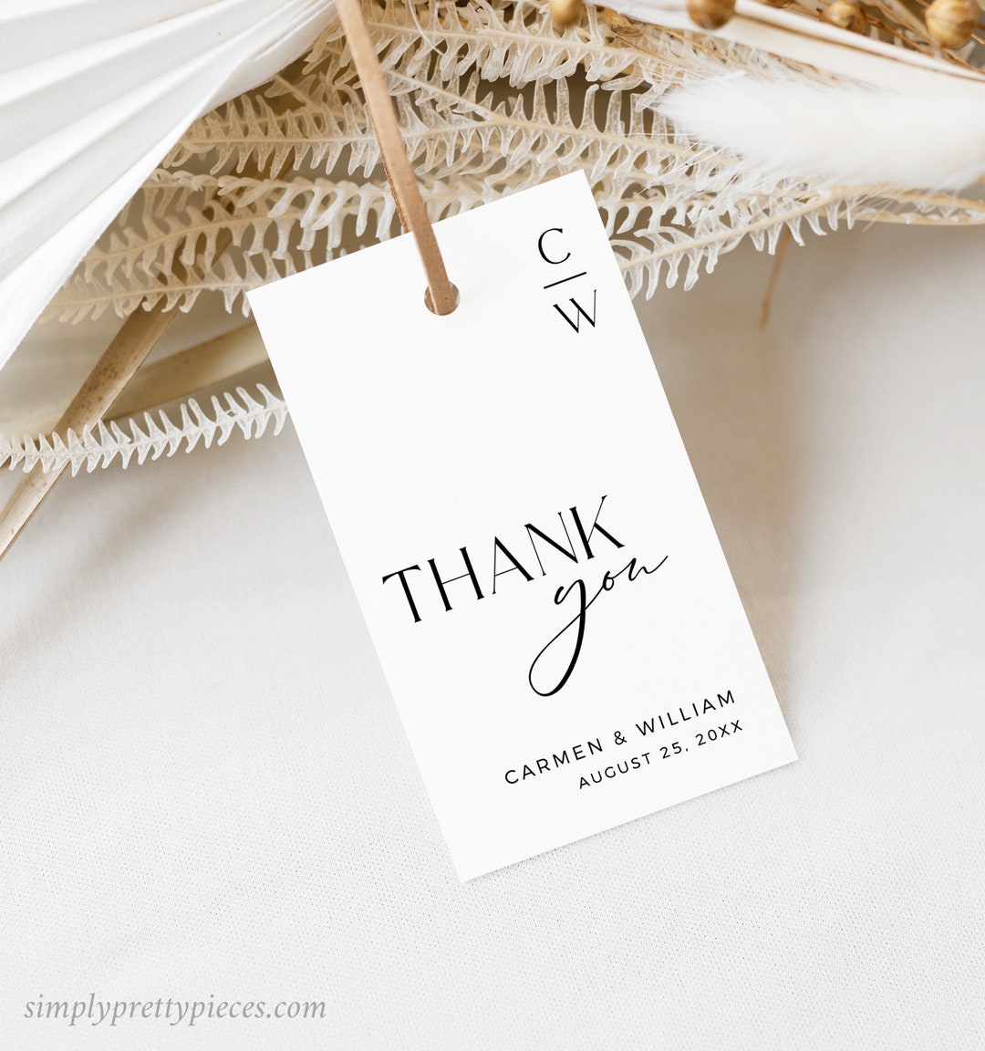 Elegant Favor Tags, Printable Modern Favor Tags, Monogram Tags, Minimal ...