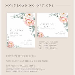 Peony Custom Wedding Sign, Blush Floral Table Top Sign, Unlimited Signs ...