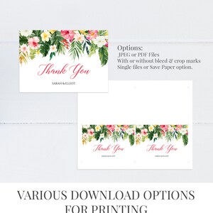 Tropical Floral Printable Thank You Cards, Editable Pink Hibiscus Thank ...