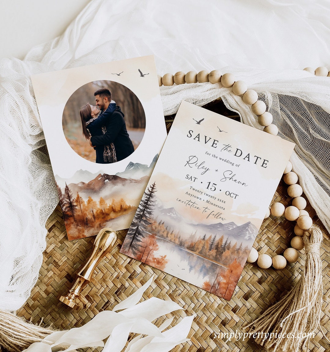 Woodland Save the Date Template, Fall Save Our Date With Photo ...