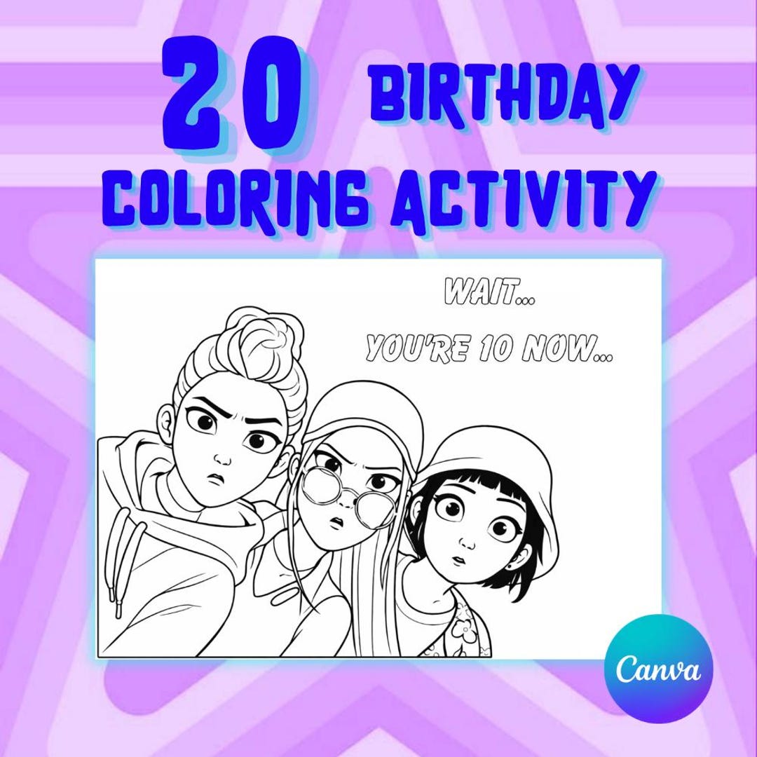 Kpop Demon Hunters Birthday Party Coloring Sheet | Huntrix Fun ...
