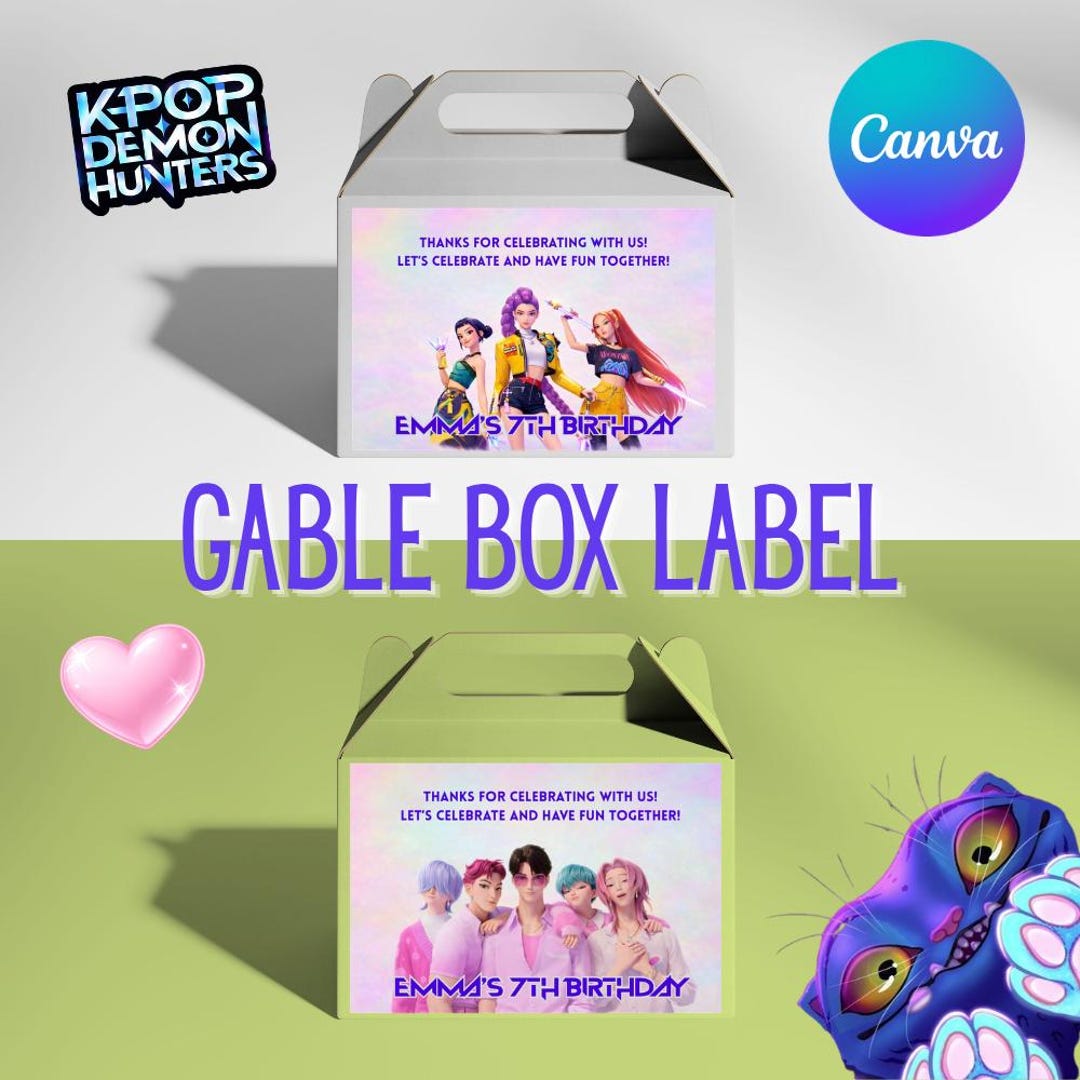 Kpop Demon Hunters Gable Box Label | Huntrix Saja Boys Goodie Box ...