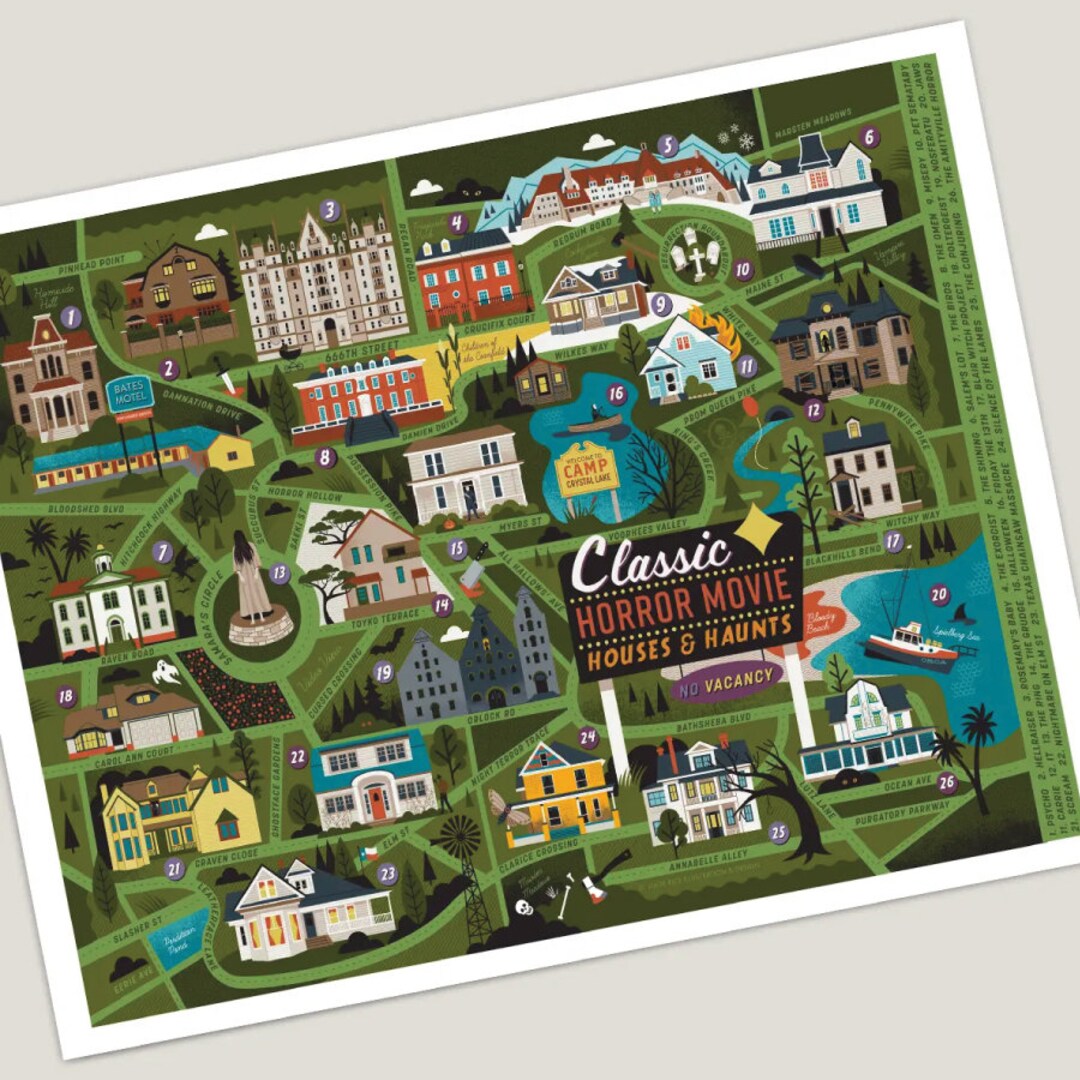 Horror Movie Map - Etsy