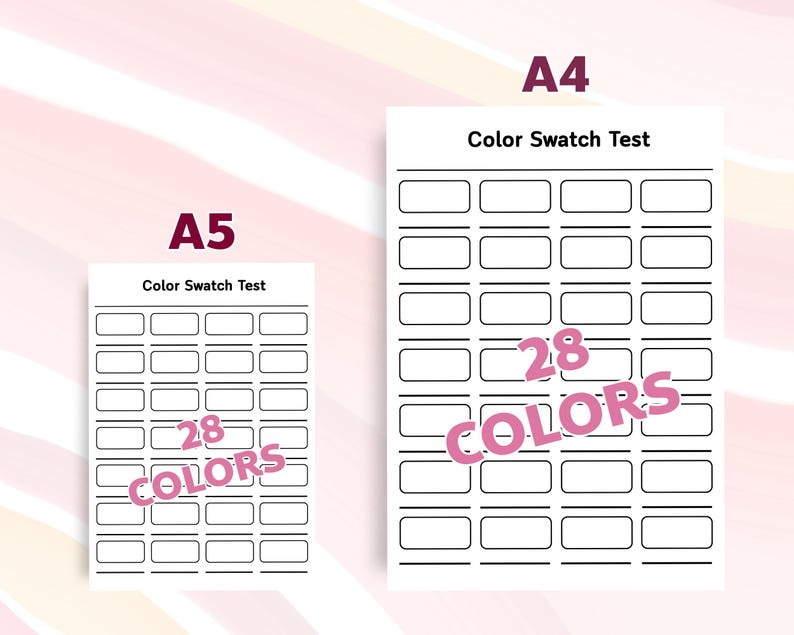 Color Swatch Chart Printable PDF Paint Marker Watercolor Swatch Test ...