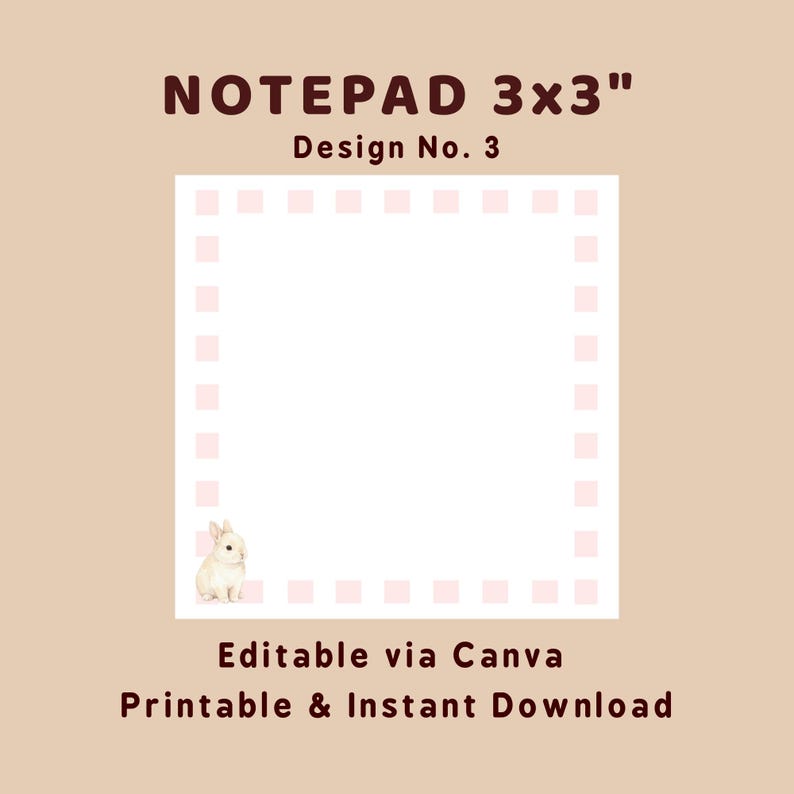 Notepad Printable Editable 3X3 Canva Template Notepad Sticky Notes Memo ...