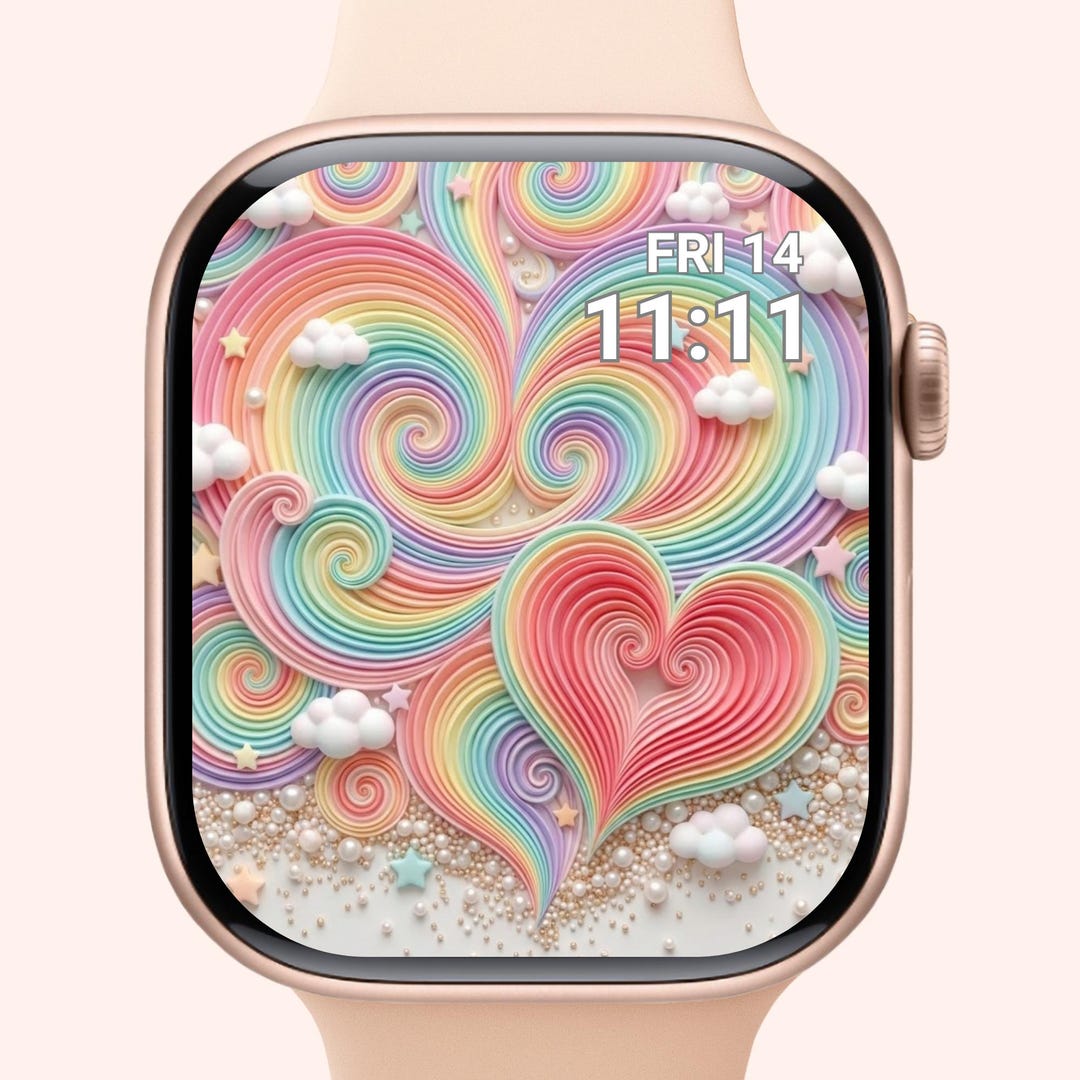 Valentine Apple Watch Wallpaper Heart 3D Abstract Cream Swirl Watch ...