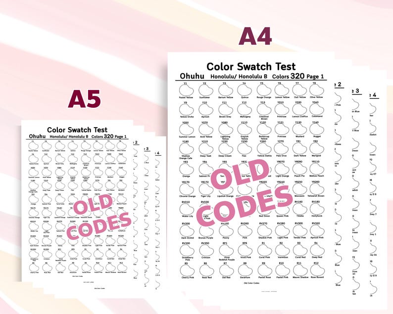 Ohuhu Honolulu 320 Color Swatch Chart Printable PDF, New & Old Codes ...