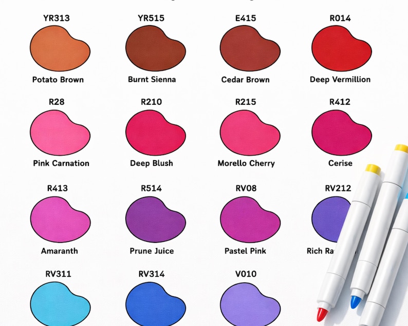 Ohuhu Honolulu 104 Color Swatch Chart Printable PDF, New & Old Codes ...