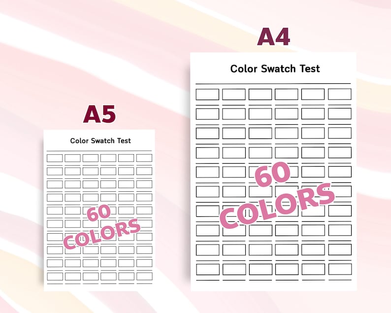 Color Swatch Chart Printable PDF Paint Marker Watercolor Swatch Test ...