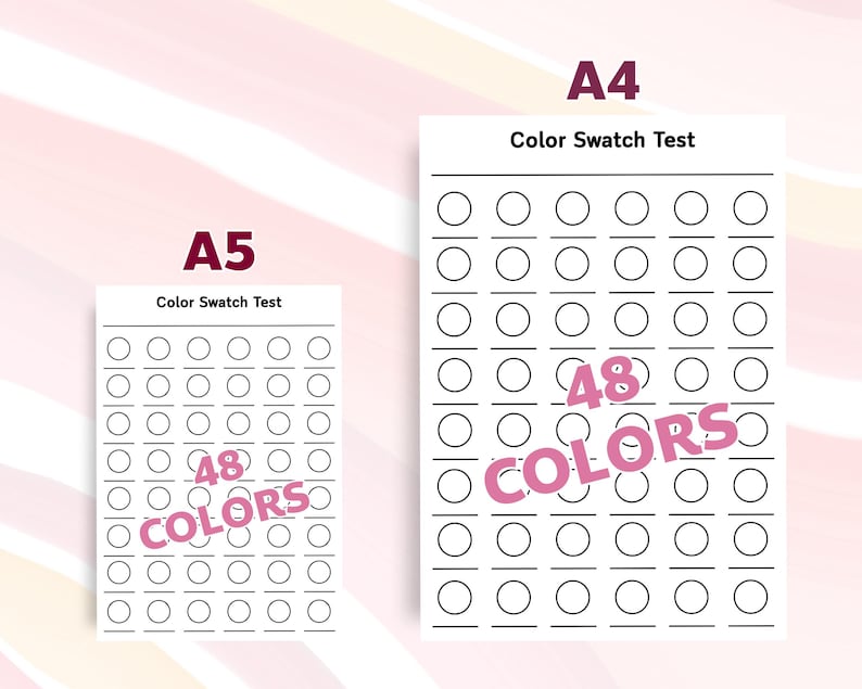 Color Swatch Chart Printable PDF Paint Marker Watercolor Swatch Test ...