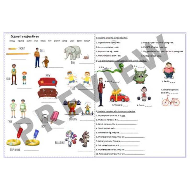 ESL Worksheets: Verb to Be, Pronouns, Opposite Adjectives (PDF) - Etsy ...