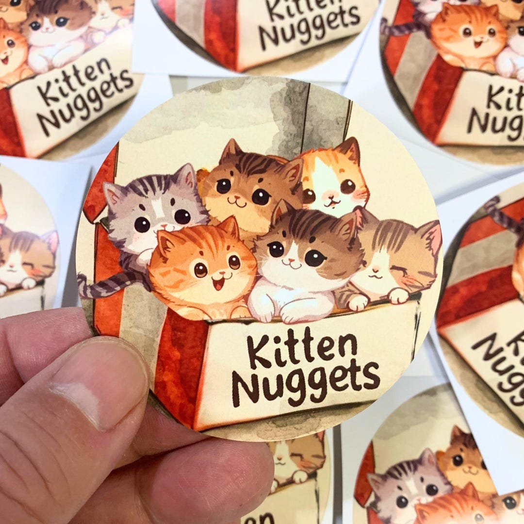 Kitten Nuggets Sticker, Cat Meme, Funny Animal Lover Gift, Chicken ...