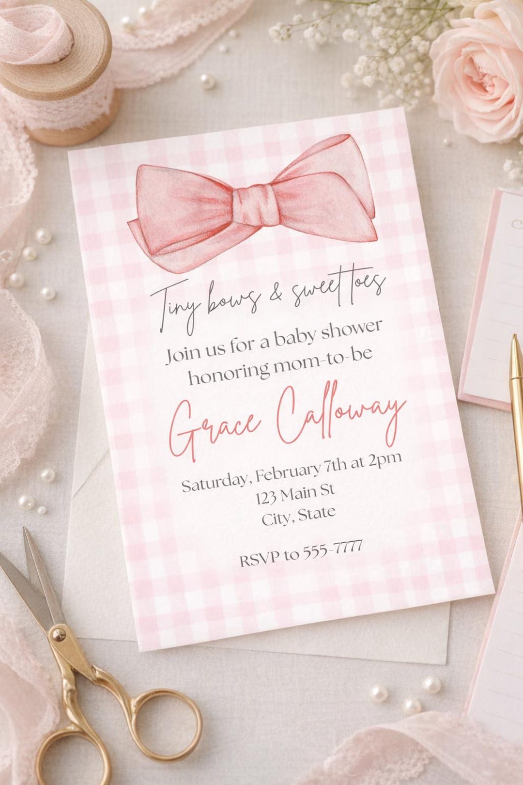 Tiny Bows & Sweet Toes - Baby Girl Shower Invitation - Etsy