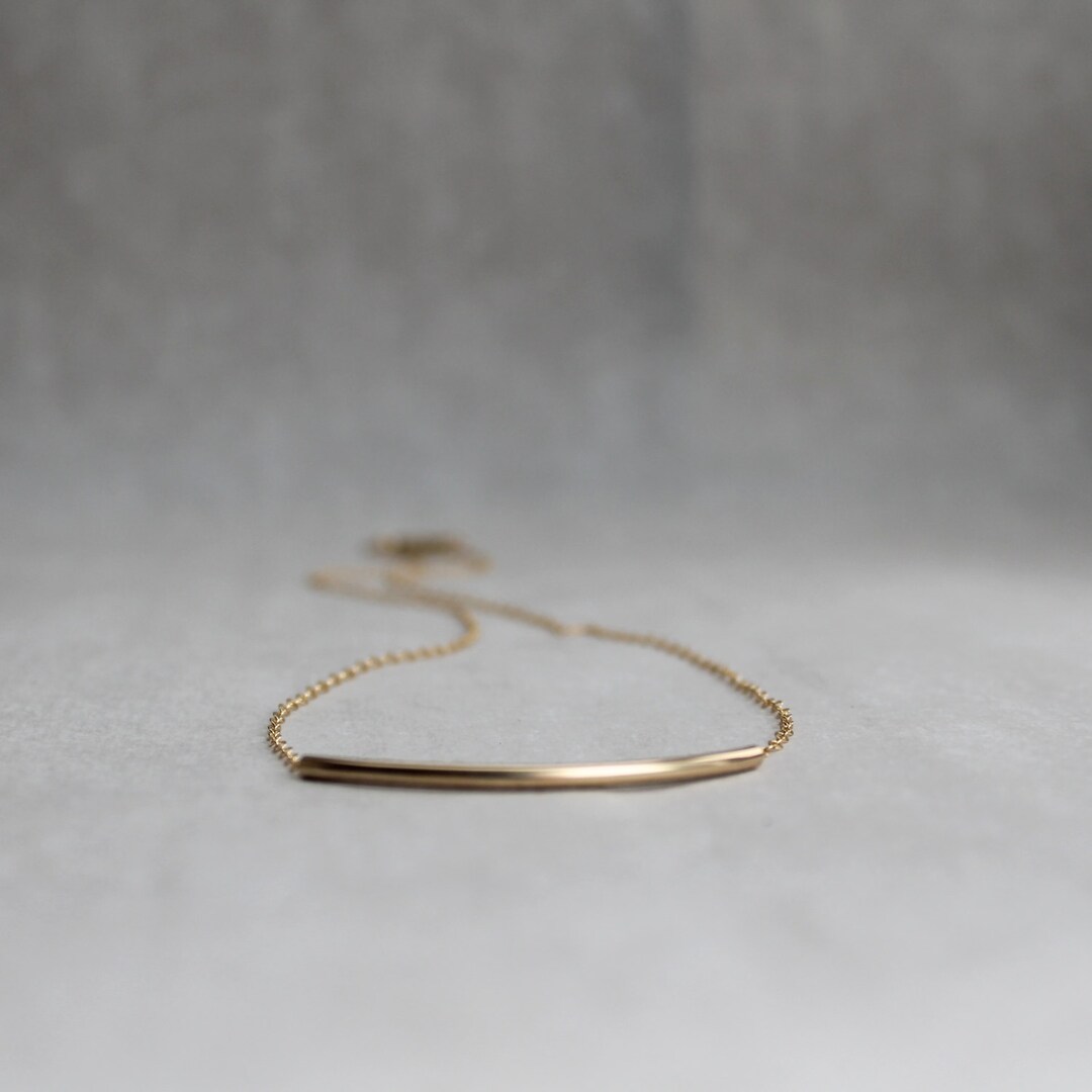 Simple Gold Tube Necklace With Gold Chain - Etsy