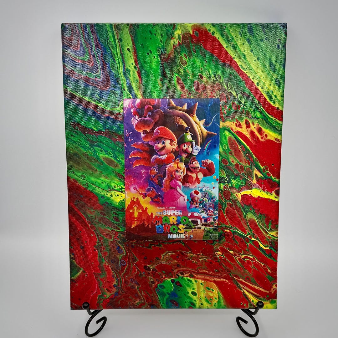Super Mario Brothers Acrylic Paint Pour Collage - Etsy