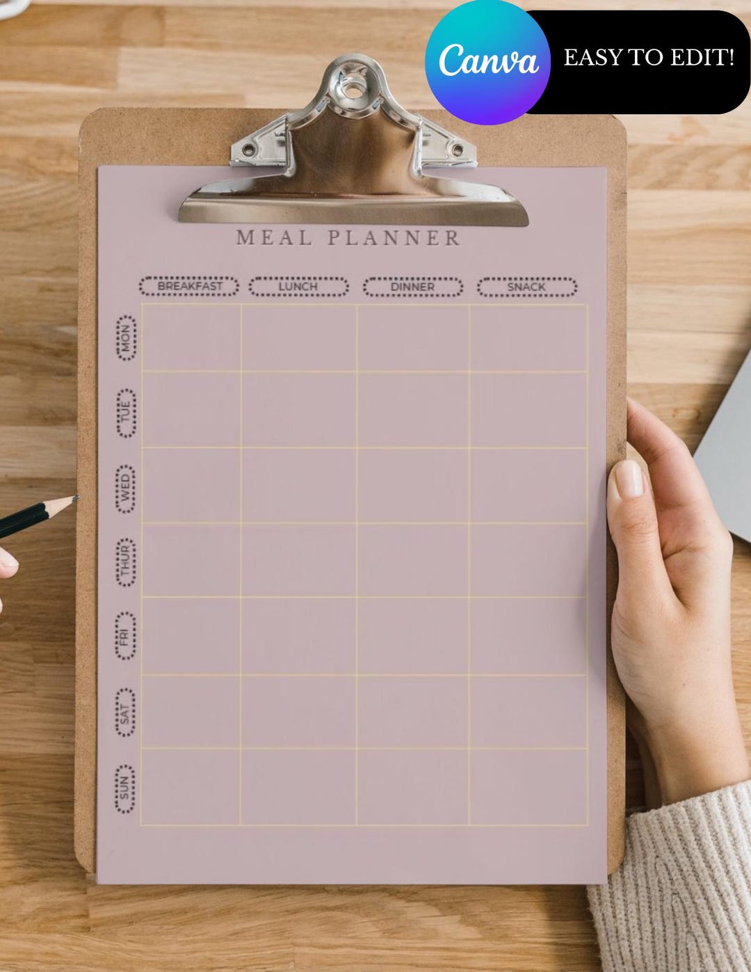 Weekly Meal Planner Printable | Mauve Meal Planner | Minimalist Food ...