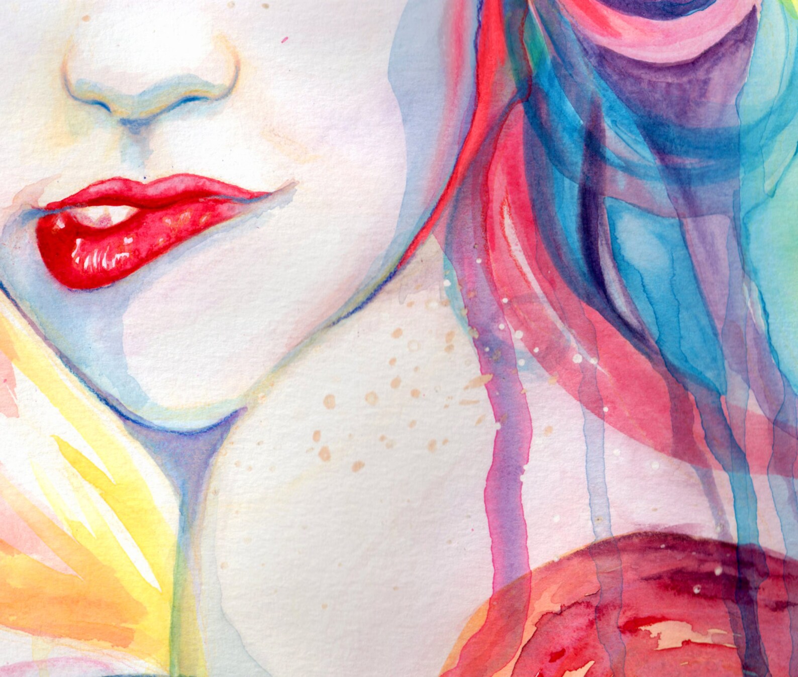 Rainbow Eyes Watercolor Portrait of Woman With Rainbow Eyes - Etsy