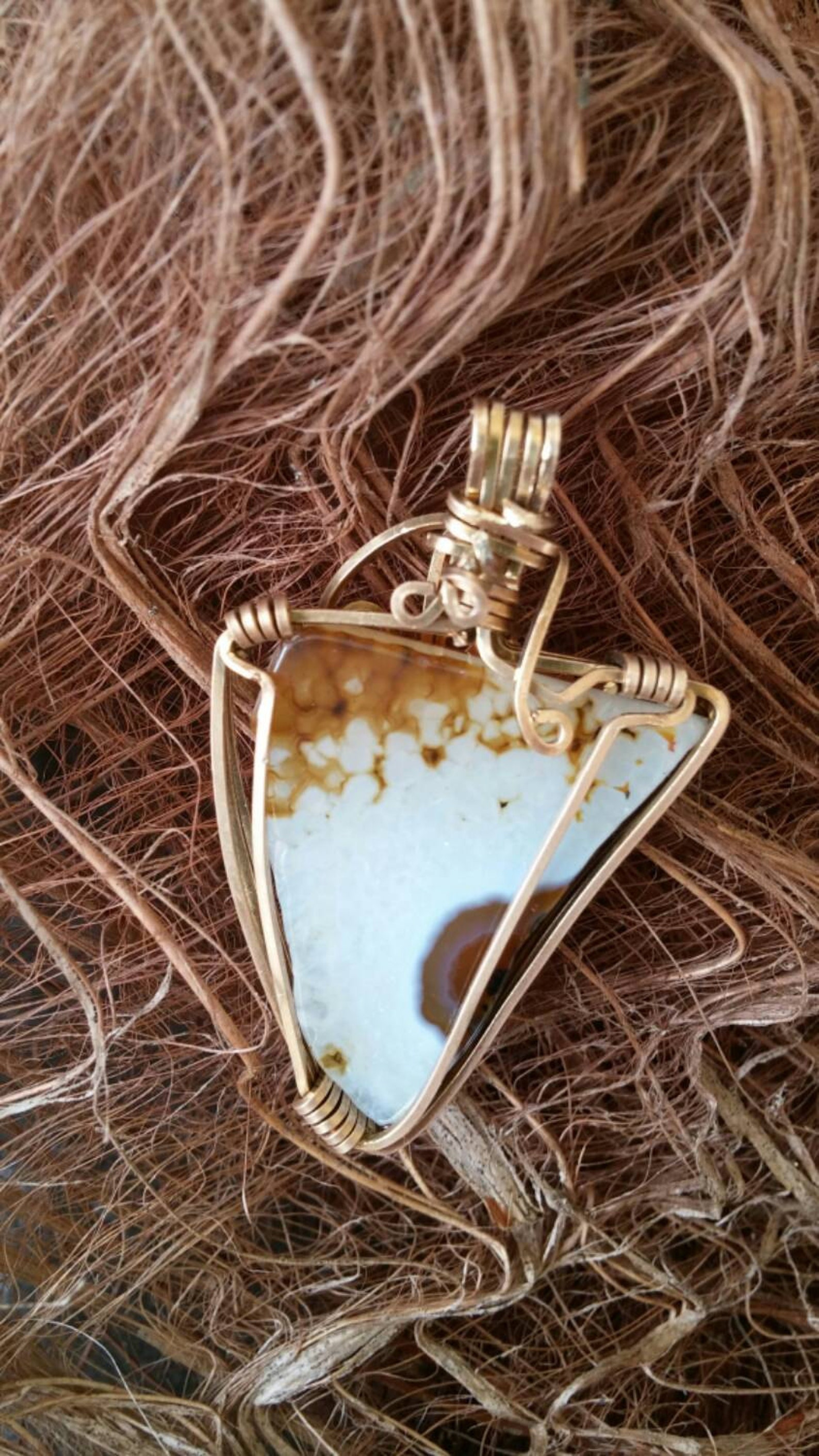 Brass Wire Wrapped Banded Agate Pendant. With White Black and - Etsy