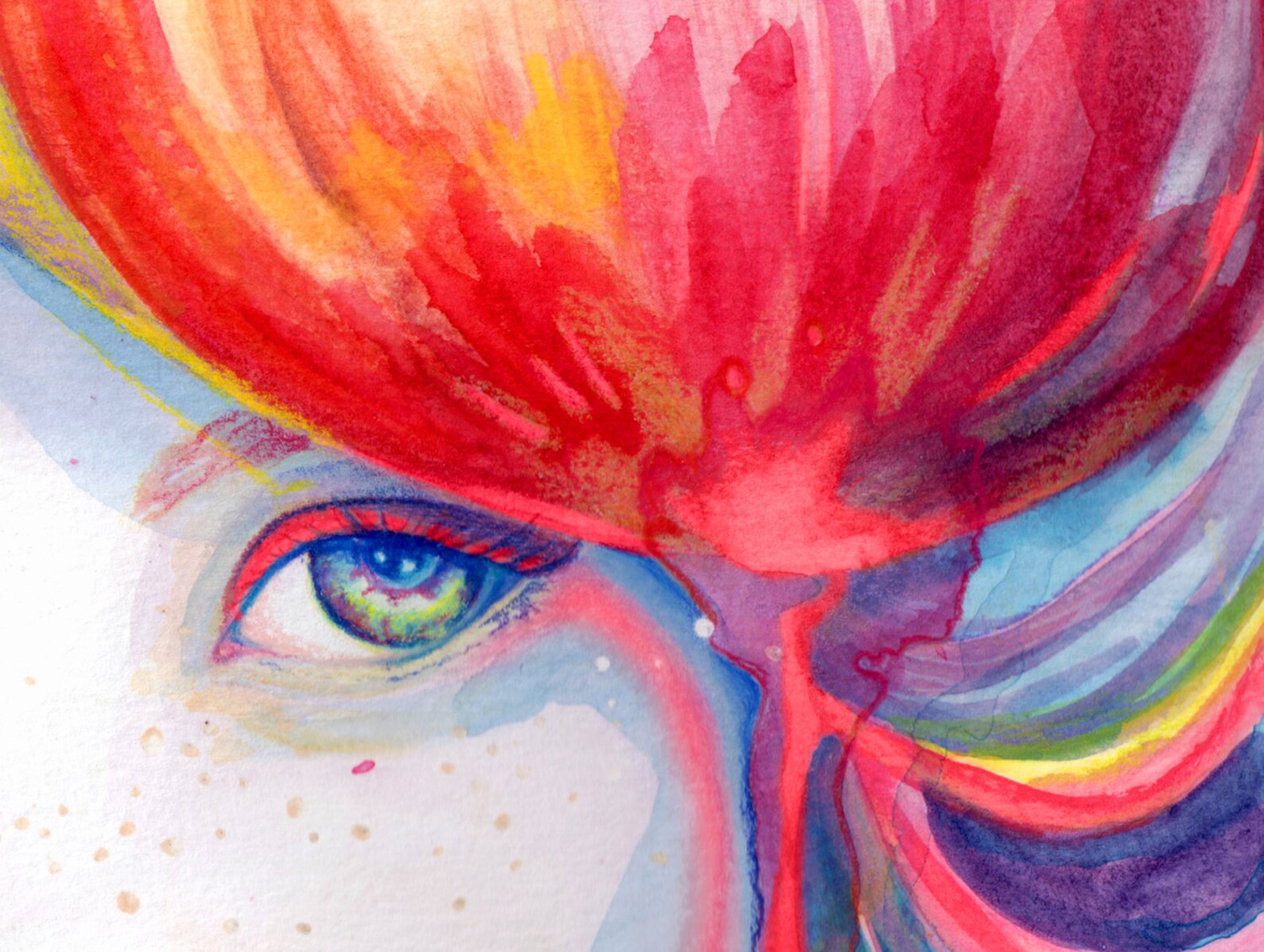Rainbow Eyes Watercolor Portrait of Woman With Rainbow Eyes - Etsy