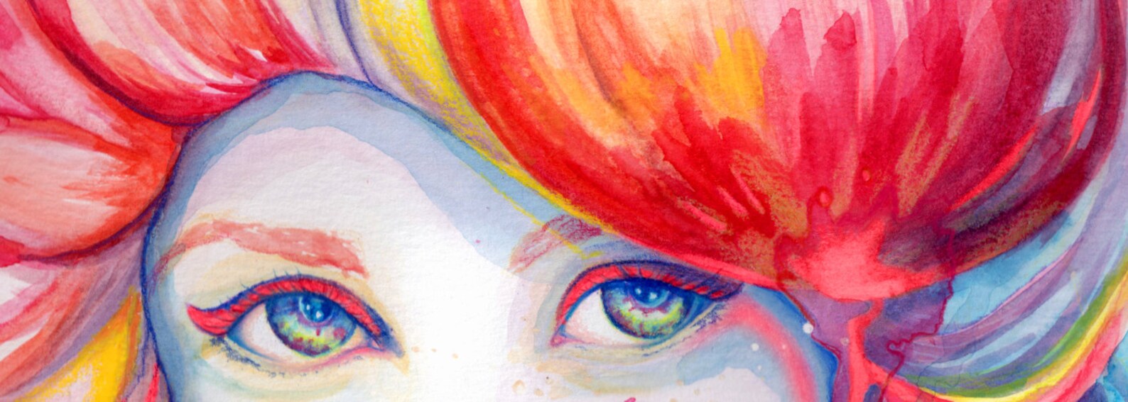 Rainbow Eyes Watercolor Portrait of Woman With Rainbow Eyes - Etsy