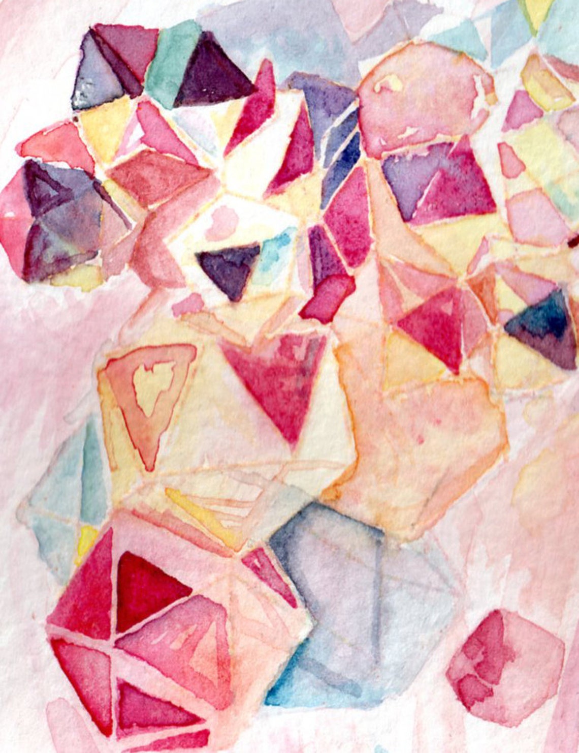 Pink Prism Watercolor Portrait of Woman With Pink Hair and Prisms ...