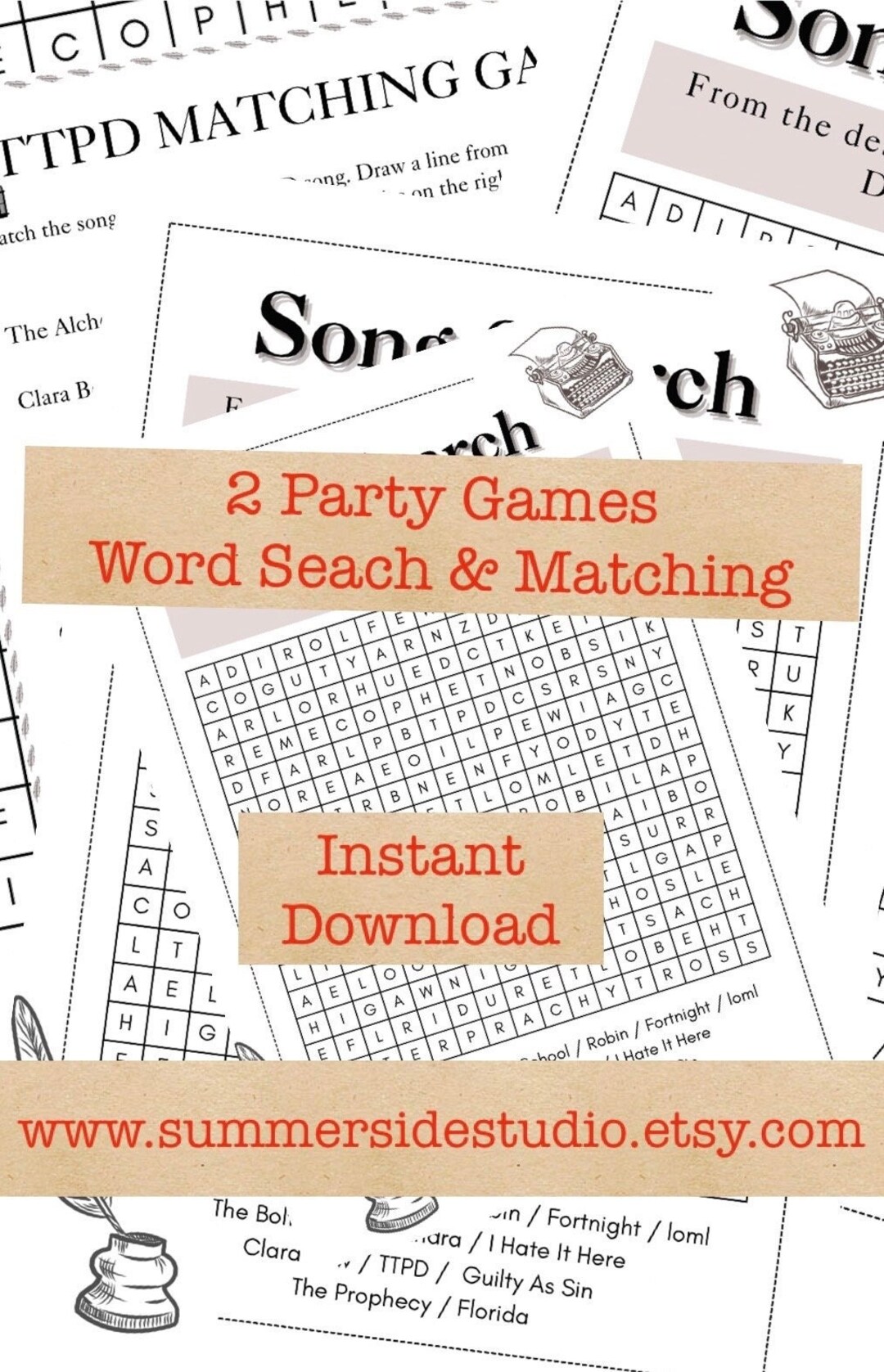 TTPD Word Search and Matching Game, Swiftie Party Games, Instant ...