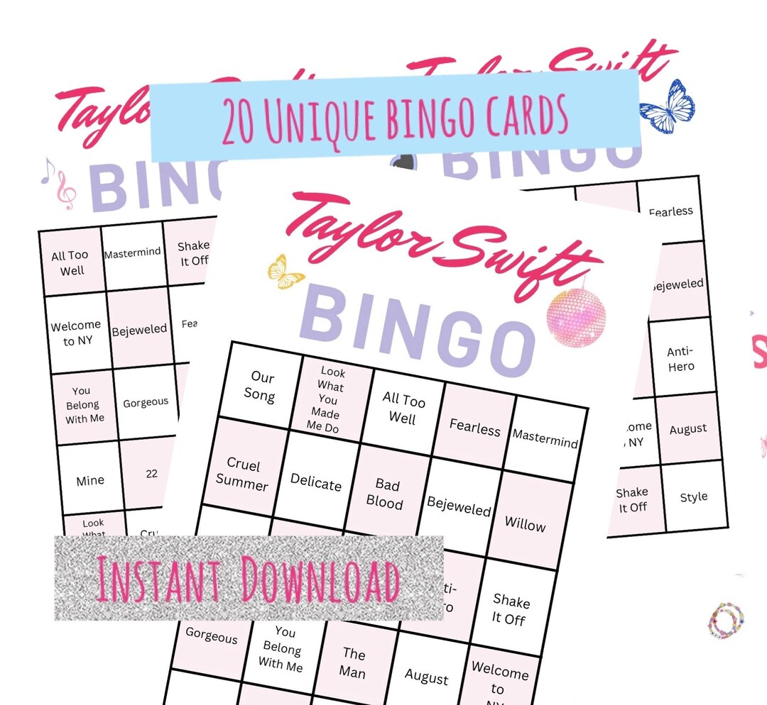 Swiftie Bingo - Printable Bingo Cards, Instant Download Taylor Swift ...